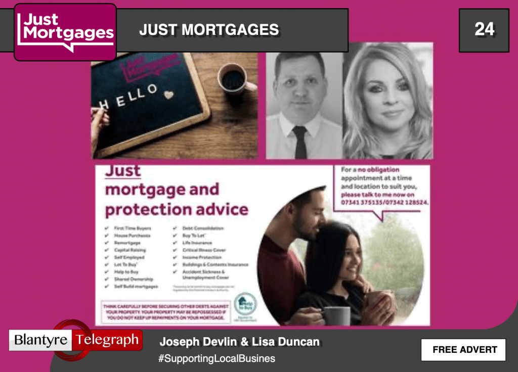 Joseph Devlin & Lisa Duncan Just Mortgages - Blantyre Telegraph