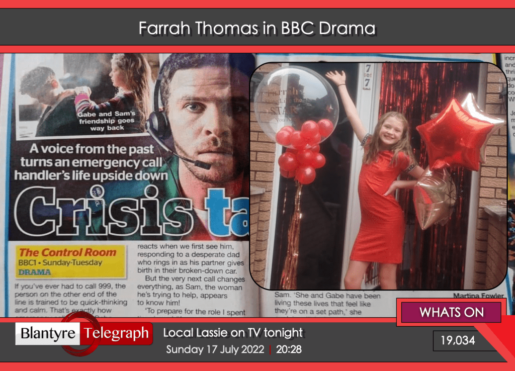 Farah Thomas in BBC Drama - Blantyre Telegraph