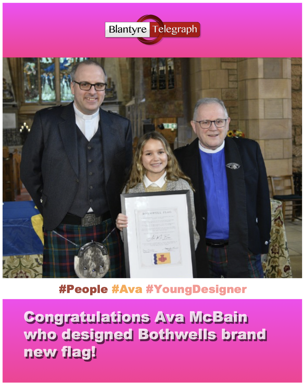 Ava McBain: Young Designer of Bothwell’s New Village Flag - Blantyre ...