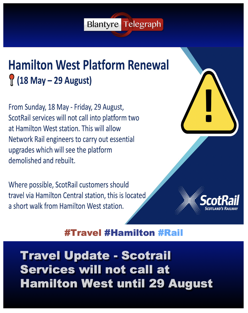 Hamilton West Station Service Disruption Details - Blantyre Telegraph