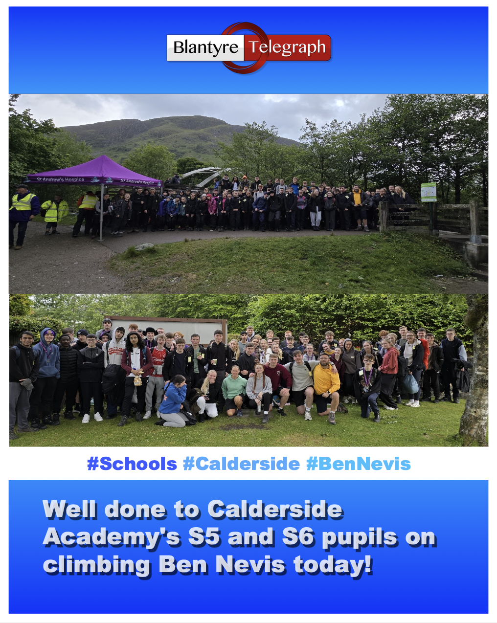Calderside Academy Students Conquer Ben Nevis - Blantyre Telegraph