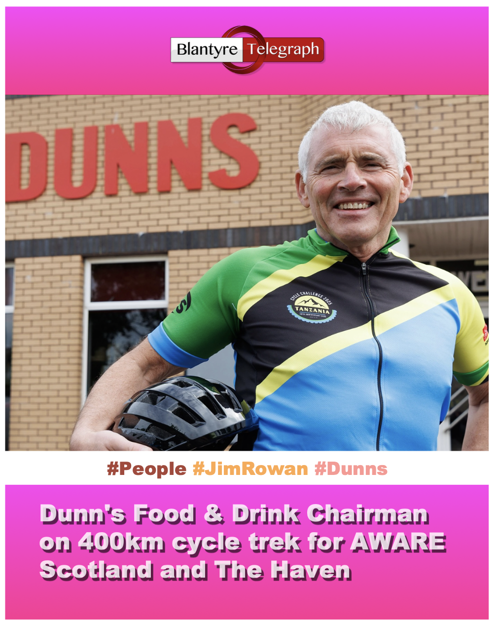 Jim Rowan's 400km Charity Cycle for Dunns' 150th Anniversary - Blantyre ...