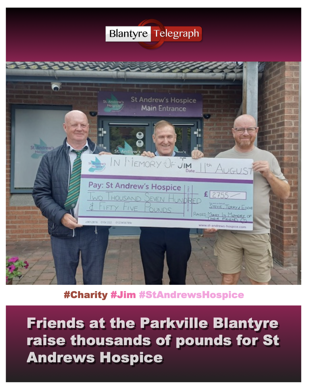 Fundraising Success: £2,755 for St Andrew's Hospice - Blantyre Telegraph